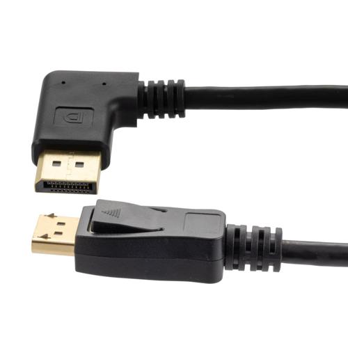 DisplayPort Cable, Male to Right Angle Male, 8K Resolution, 3 Meter