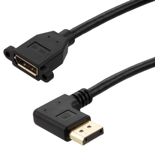 DisplayPort Cable, Panel Mount Female to Right Angle Male, 8K ...