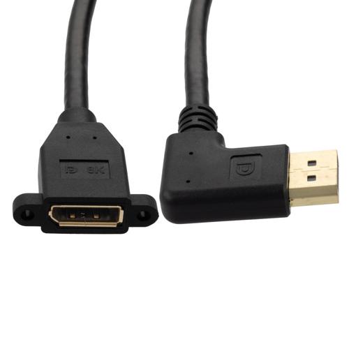 DisplayPort Cable, Panel Mount Female to Right Angle Male, 8K ...