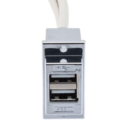 USB 2.0 Double Stack Adapter Cable, ECF Flange Panel Mount, 2x A Type ...