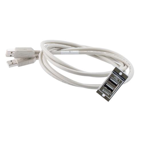 USB 2.0 Double Stack Adapter Cable, ECF Flange Panel Mount, 2x A Type ...