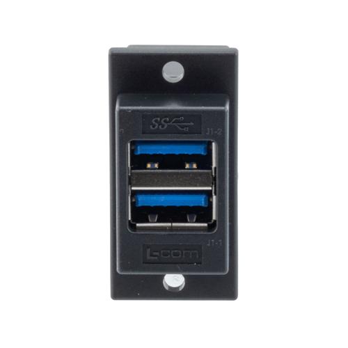USB 3.0 Double Stack Adapter Coupler, ECF Flange Type 4 Panel Mount Style, Two A Type Female ...
