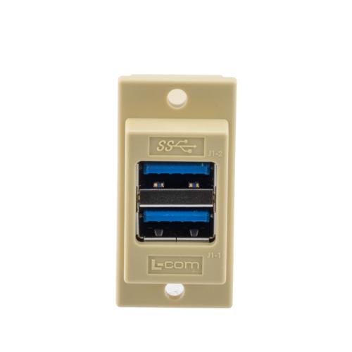 USB 3.0 Double Stack Adapter Coupler, ECF Flange Type 4 Panel Mount ...