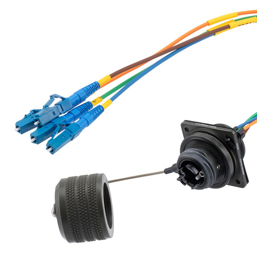 4 Channel TFOCA 2 Flange Mount Receptacle to LC/UPC, Single Mode, 7.5mm ...