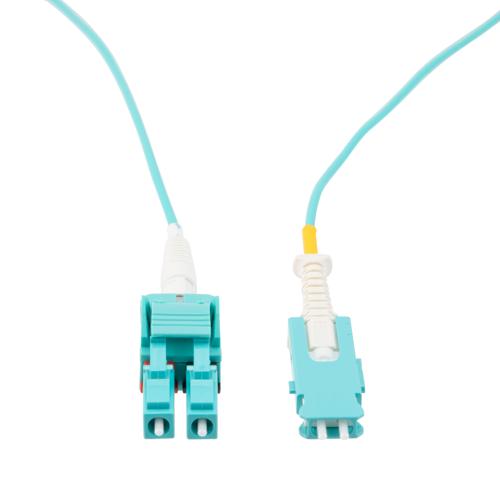 SN to LC Uniboot Cable Assembly, UPC Polished, Multimode OM4, Riser Rated, 2 Meter