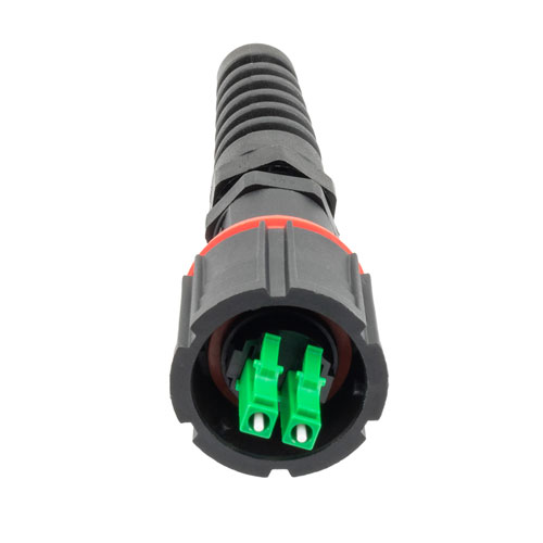 IP68 ODVA Compatible LC Duplex Connector, APC Duplex Green, 5.0mm crimp ...