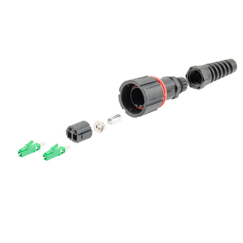 IP68 ODVA Compatible LC Duplex Connector, APC Duplex Green, 6.0mm crimp ...