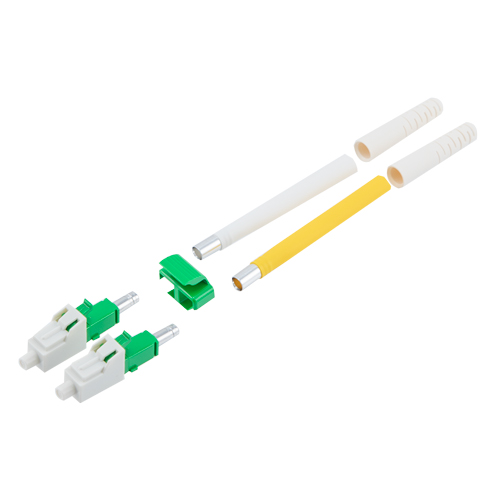 Fiber Connector, LC/APC Duplex, for 3.0mm SMF, Green, Middle Boot
