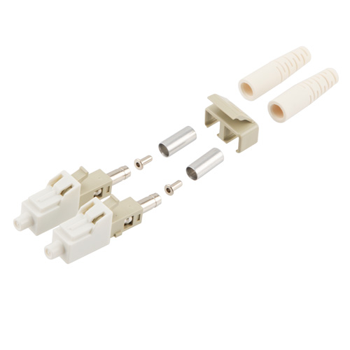 Fiber Connector, LC Duplex, for 3.0mm MMF, Beige, Short boot w/ Unibody ...