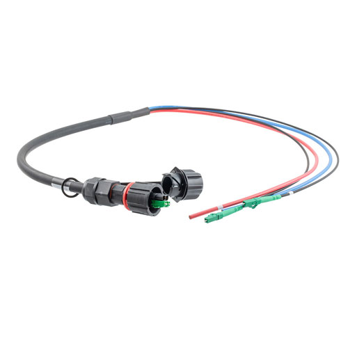 Fiber optic, IP68 Hybrid LC/APC (2x 12AWG pin contacts) to 2x LC/APC ...