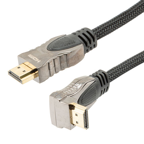 Premium High Speed Nylon Braided HDMI Cable, Male to Right Angle Down ...