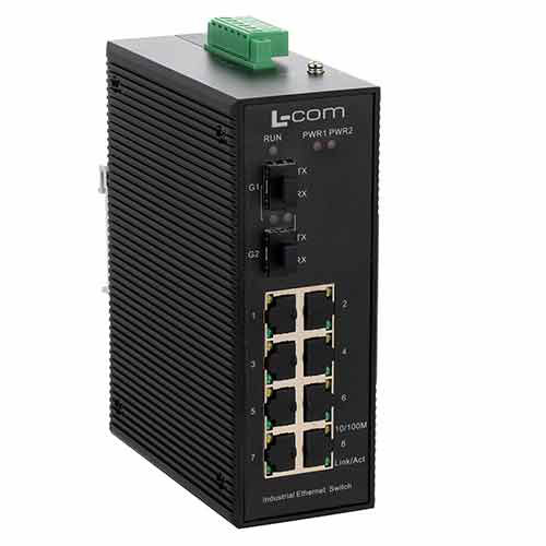 IES-Series 10 Port Industrial Ethernet Switch 8x RJ45 10/100TX 2x SFP ...