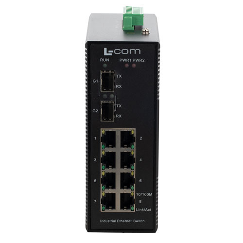 IES-Series 10 Port Industrial Ethernet Switch 8x RJ45 10/100TX 2x SFP ...