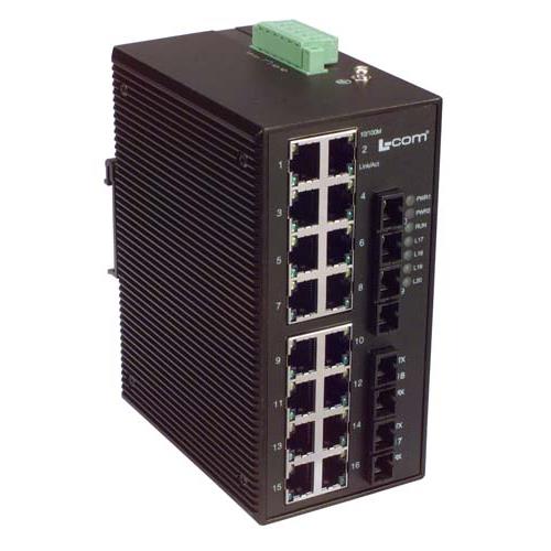IES-Series 20 Port Industrial Ethernet Switch 16x RJ45 10/100TX 4x ...