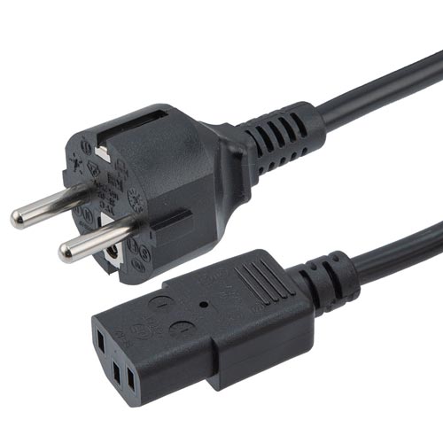 Schuko CEE7/7 to C13 International Power Cord - 10 Amp - 2M