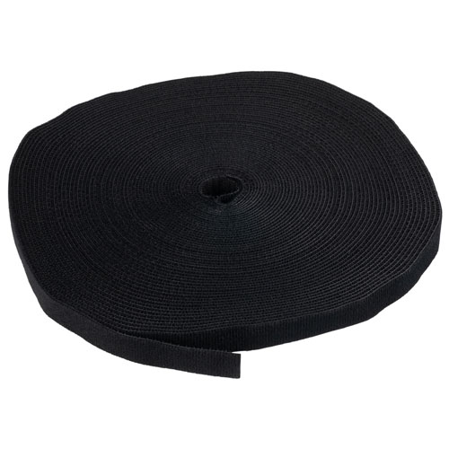 3/4 Inch Roll Hook & Loop Cable Ties - 82ft Black