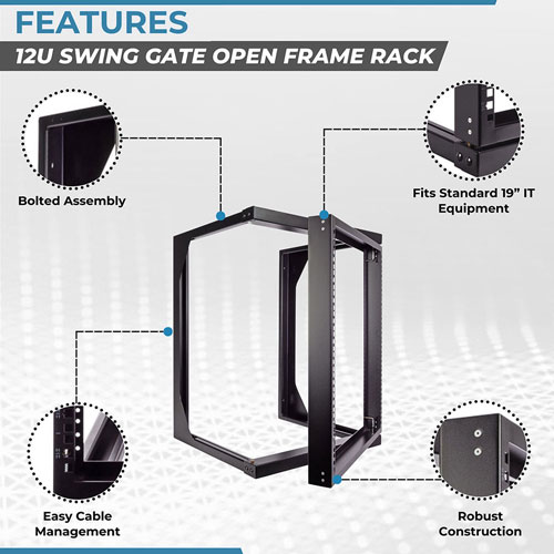 12U Swing Gate Open Wall Rack