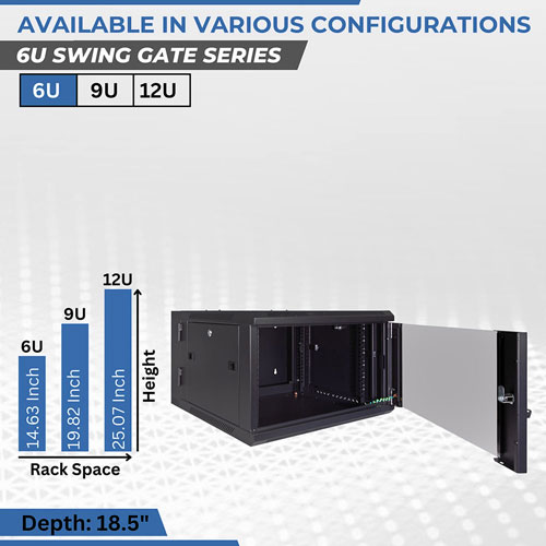 6U Wall Mount Double Section Hinged Swing Out Server Network Rack ...