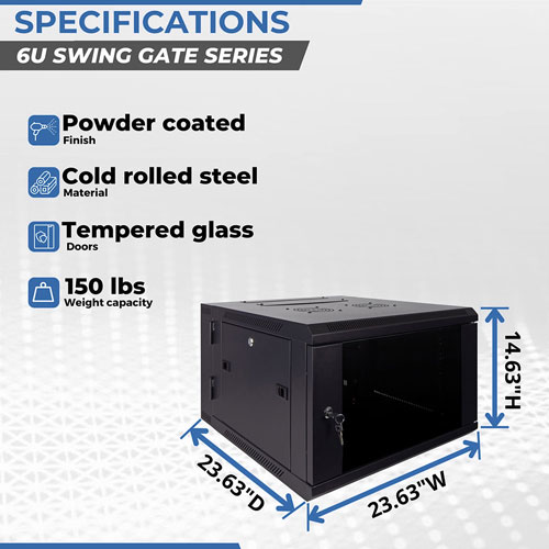 6U Wall Mount Double Section Hinged Swing Out Server Network Rack ...
