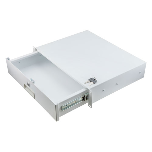 19" Rack Mount Drawer 2U 13.7in (350mm)- RAL9003 -Signal White