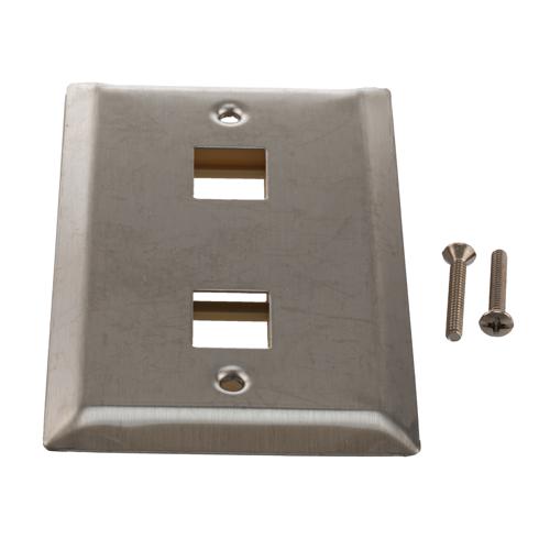 Stainless Steel Wall Plate with 2 Keystone Style Mount Openings