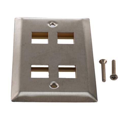 Stainless Steel Wall Plate with 4 Keystone Style Mount Openings