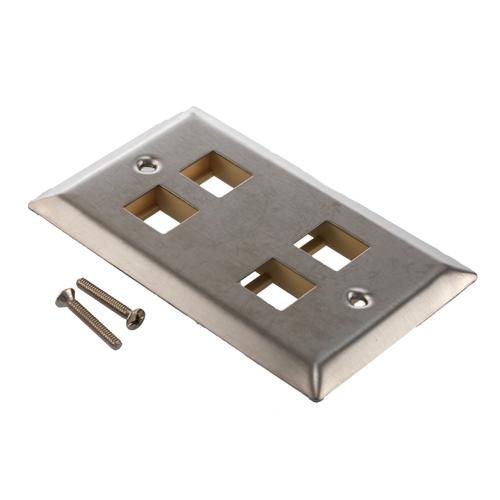 Stainless Steel Wall Plate with 4 Keystone Style Mount Openings
