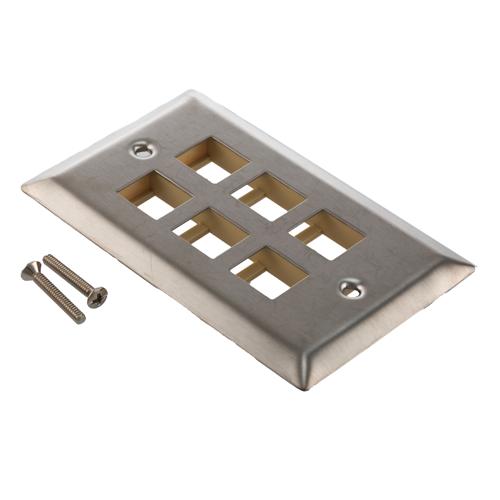 Stainless Steel Wall Plate with 6 Keystone Style Mount Opening