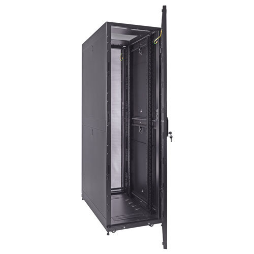 42U Server Rack Cabinet, 1000mm depth, Glass Front Door and Perf. rear french doors, fan ...