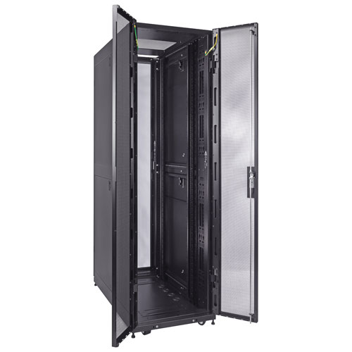 42U Server Rack Cabinet, 1000mm depth, Glass Front Door and Perf. rear french doors, fan ...