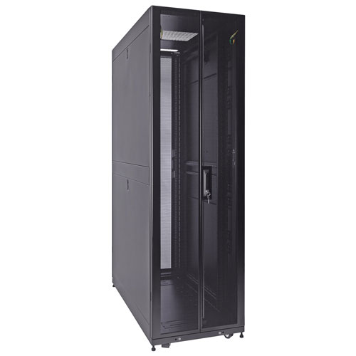 42U Server Rack Cabinet, 1200mm depth, Glass Front Door and Perf. rear french doors, fan ...