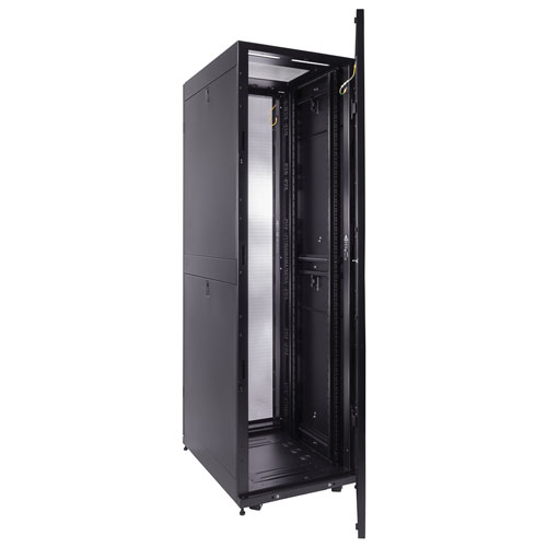 42U Server Rack Cabinet, 800mm depth, Glass Front Door and Perf. rear french doors, fan ...