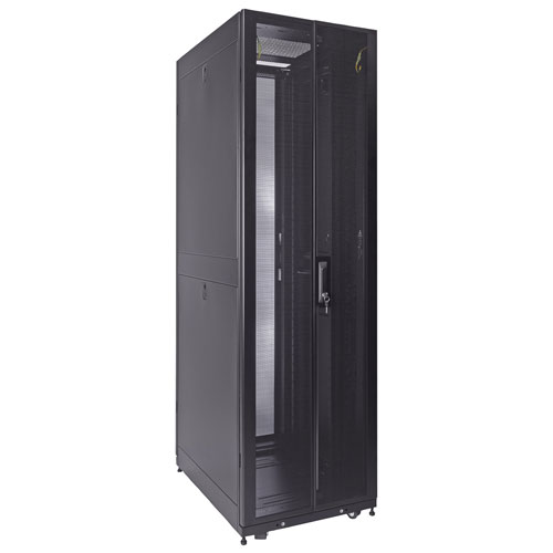 42U Server Rack Cabinet, 800mm depth, Glass Front Door and Perf. rear french doors, fan ...