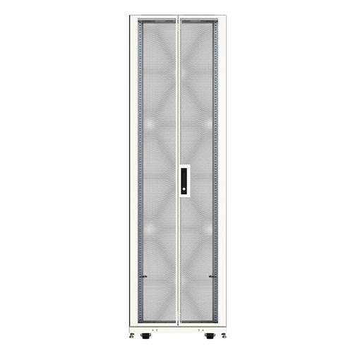 42U Server Rack Cabinet (White), 800mm depth, Perf. Door and rear french doors, cable mgt top