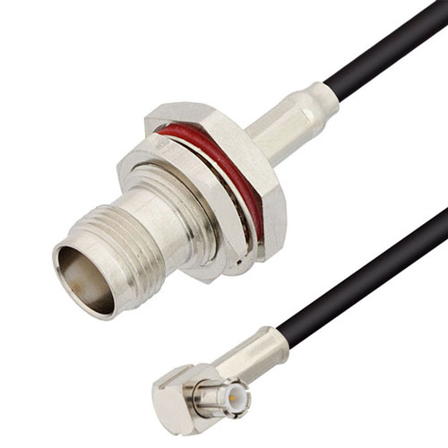 TNC Female Bulkhead to MCX Plug Right Angle Cable Assembly using RG174 ...