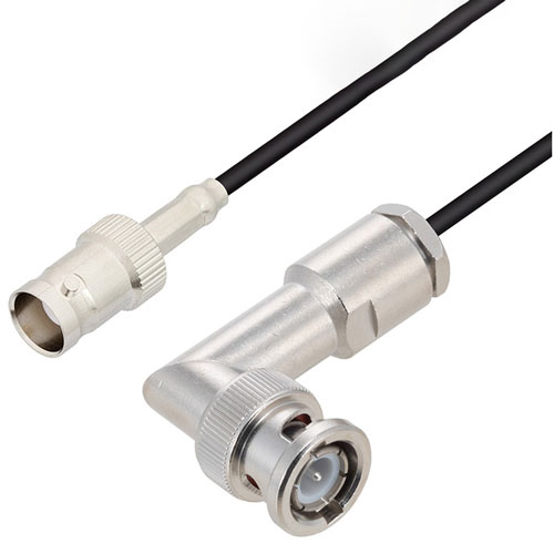 BNC Female to BNC Male Right Angle Cable Assembly using RG174 Coax, 1 FT
