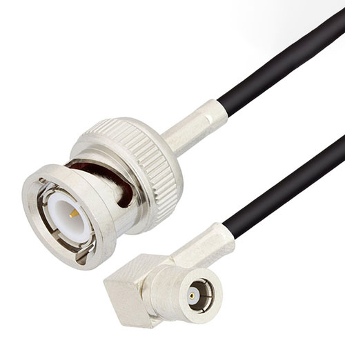 SMB Plug Right Angle to BNC Male Cable Assembly using RG174 Coax, 6 FT ...