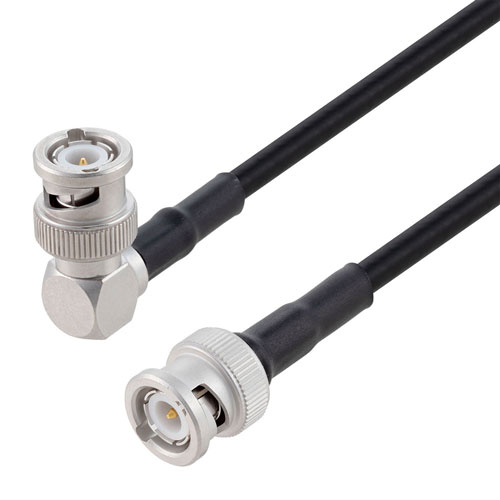 BNC Plug Right Angle to BNC Plug using RG58 Coax Cable 48 Inches