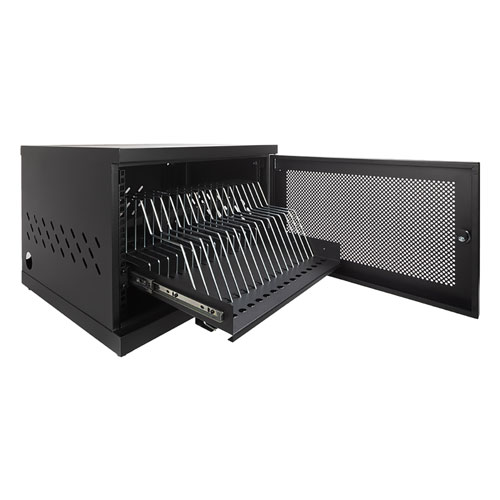 16-Port USB Charging Cabinet for Tablets and Devices Sliding Divider