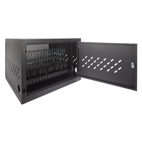 16-Port USB Charging Cabinet for Tablets and Devices Sliding Divider