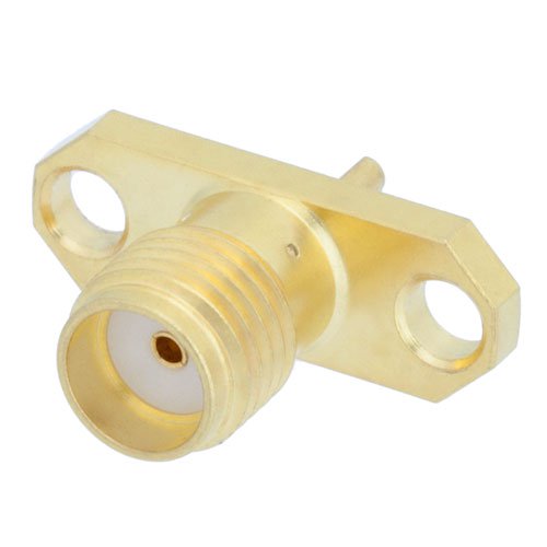 18 GHz SMA Female Connector Solder Attachment 2 Hole Flange Mount Solder Cup Terminal, .481 inch ...