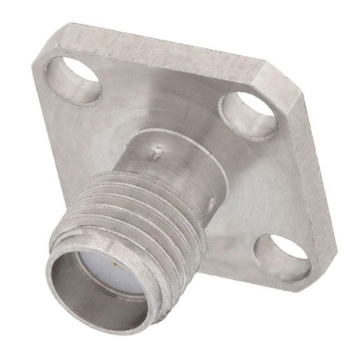 18 GHz SMA Female Connector Solder Attachment 4 Hole Flange Mount Pin Terminal, .340 inch Hole ...