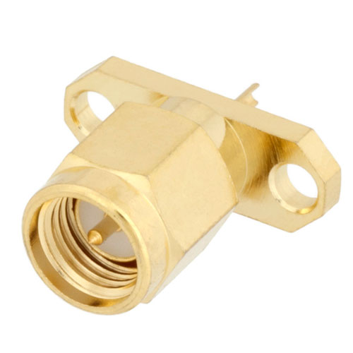 18 GHz SMA Male Connector Solder Attachment 2 Hole Flange Mount Solder ...