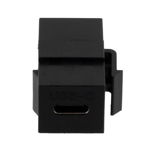 USB 3.1 Type C Keystone Adapter, 180 Degrees, Black