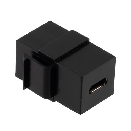 USB 3.1 Type C Keystone Adapter, 180 Degrees, Black