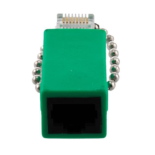 CAT5e Ethernet Crossover Adapter, RJ48C Female to RJ45 Male, Green
