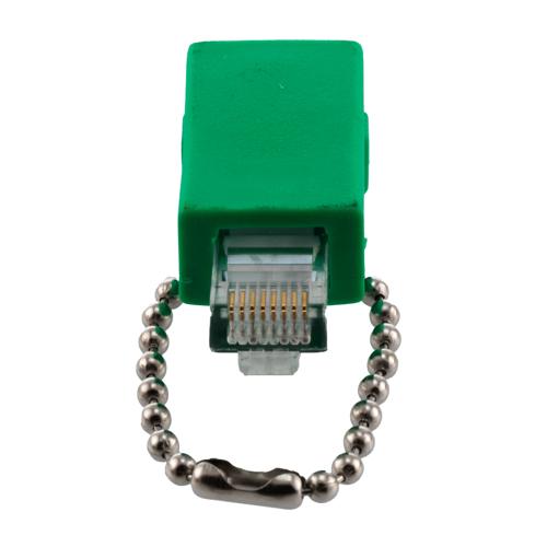 CAT5e Ethernet Crossover Adapter, RJ48C Female to RJ45 Male, Green