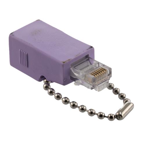 CAT6 Gigabit Crossover Adapter, RJ48C Female to RJ45 Male, Light Purple