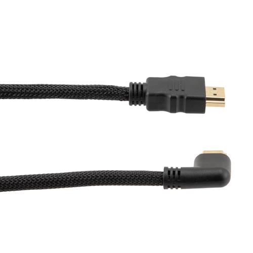 HDMI 2.0 90 degree Left Angle, M/M, Black PVC Shell with black nylon ...
