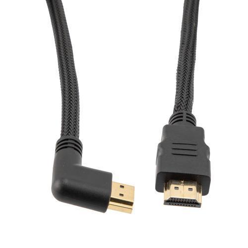 HDMI 2.0 90 degree Left Angle, M/M, Black PVC Shell with black nylon ...
